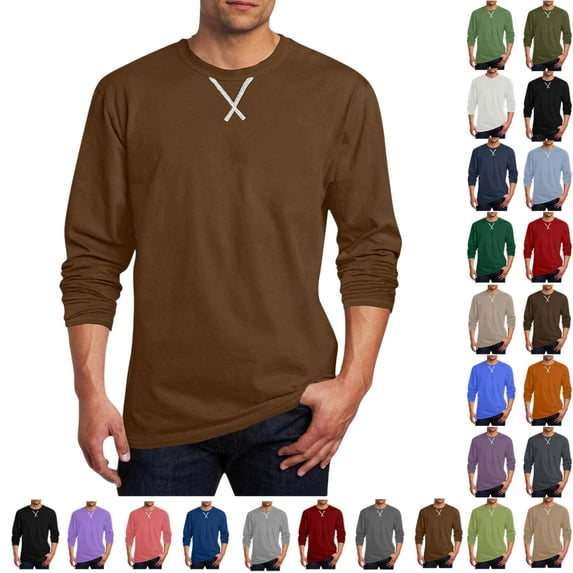 Big and Tall Men‘s Long Sleeve T-Shirt - Solid Color Casual Comfort Tee ...