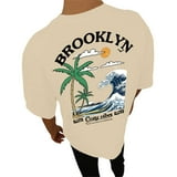 Big and Tall Men's T-shirts Casual Crew Neck Back Letter Print Summer ...