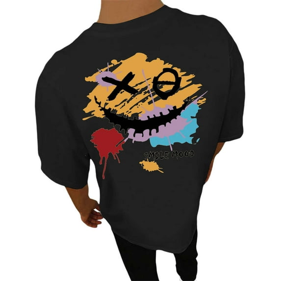 Big and Tall Men's T-shirts Casual Crew Neck Short Sleeve Summer Letter ...