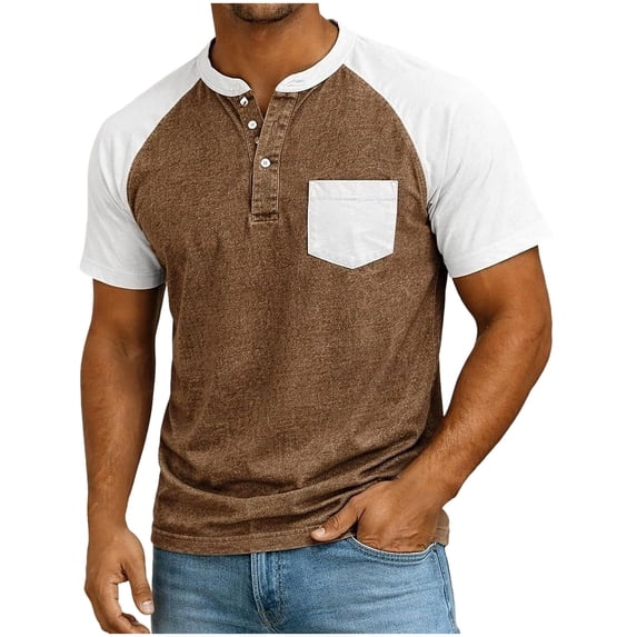 Big and Tall Mens Henley Shirt Short Sleeve with Pocket Athletic Sports ...