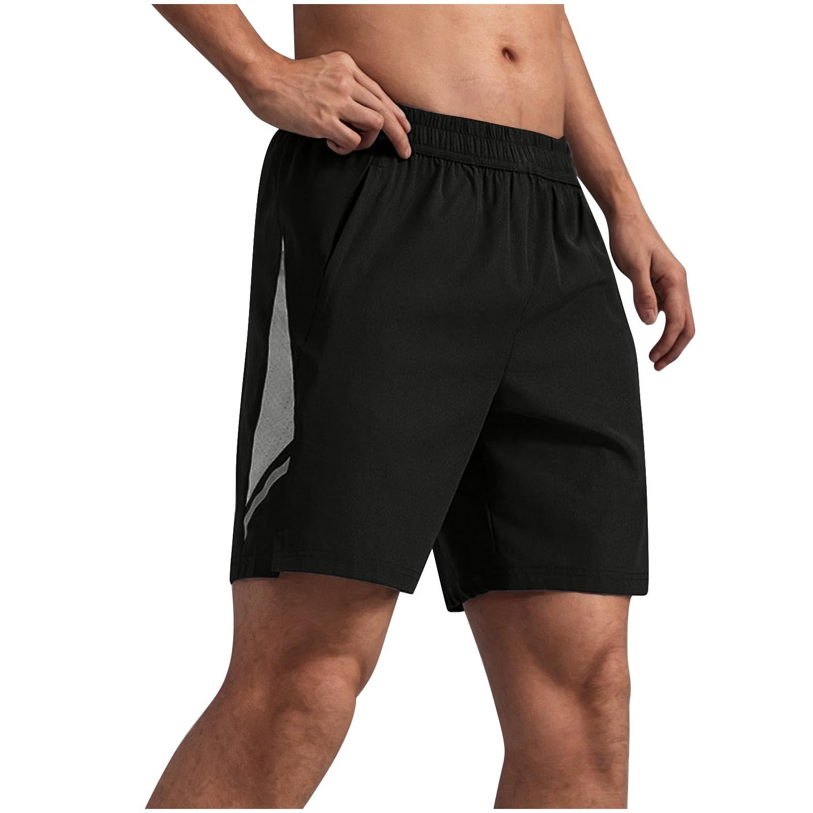 Big and Tall Mens Shorts Athletic Gym Workout Elastic Waist Zipper ...