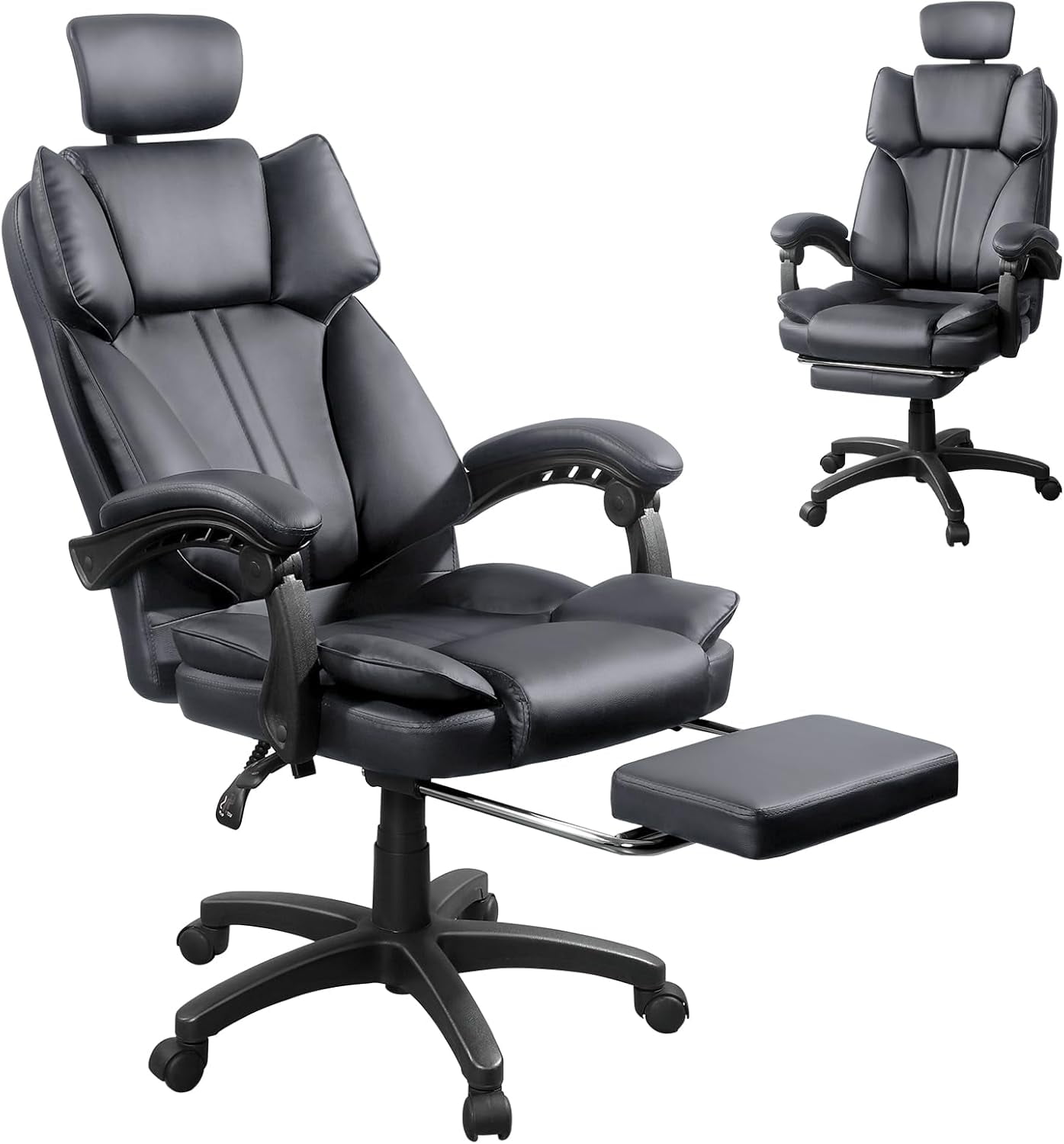 Big and Tall Office Chair Comfy Ergonomic Leather Computer Desk Chair ...