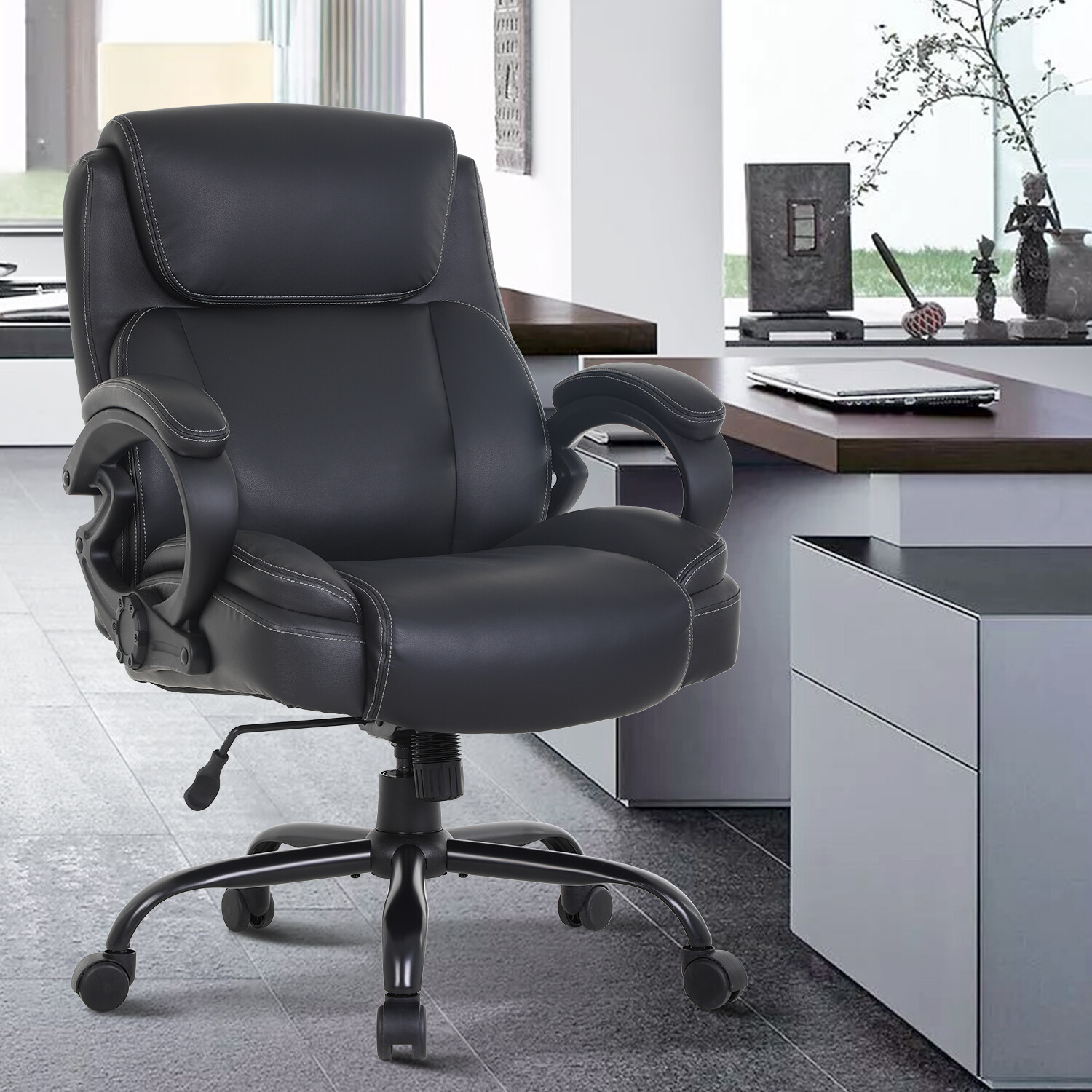 Big and Tall Office Chair Heavy Duty 400LBS Executive Desk Chair with ...