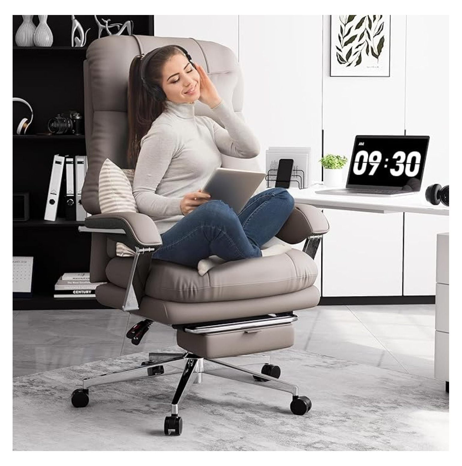 Big and Tall PU Executive Office Chair - 500lbs High Back Ergonomic ...
