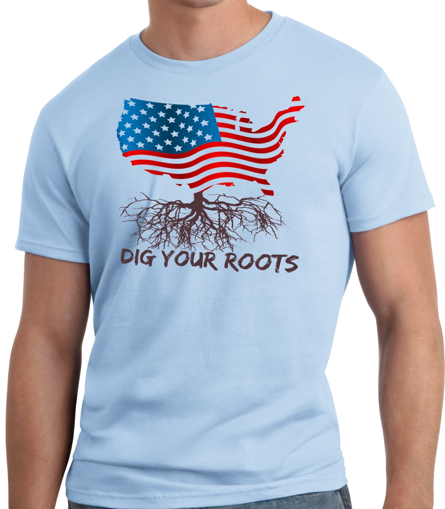 Big and Tall Patriotic Dig Your Roots Map of America with Flag Inside ...