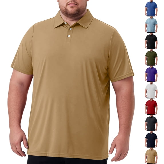 Big and Tall Polo Shirts for Men Button Collar Summer Plus Size Shirts ...