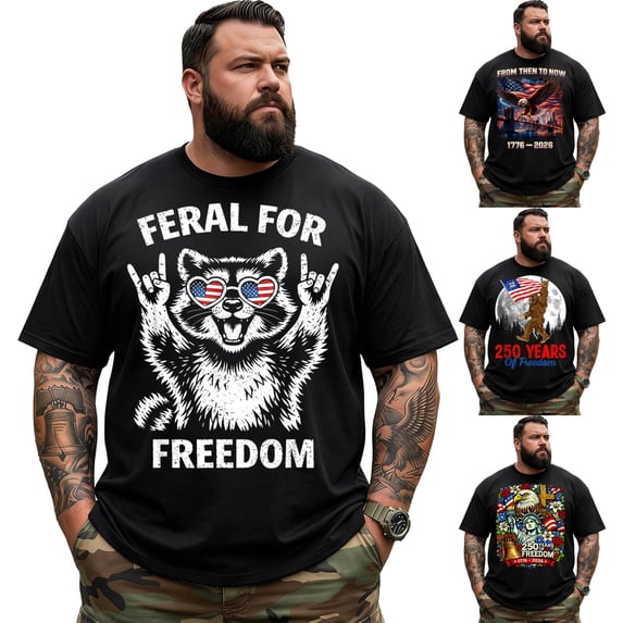 Big and Tall Shirt for Men America 250 Patriotic USA Flag 1776 2026 ...