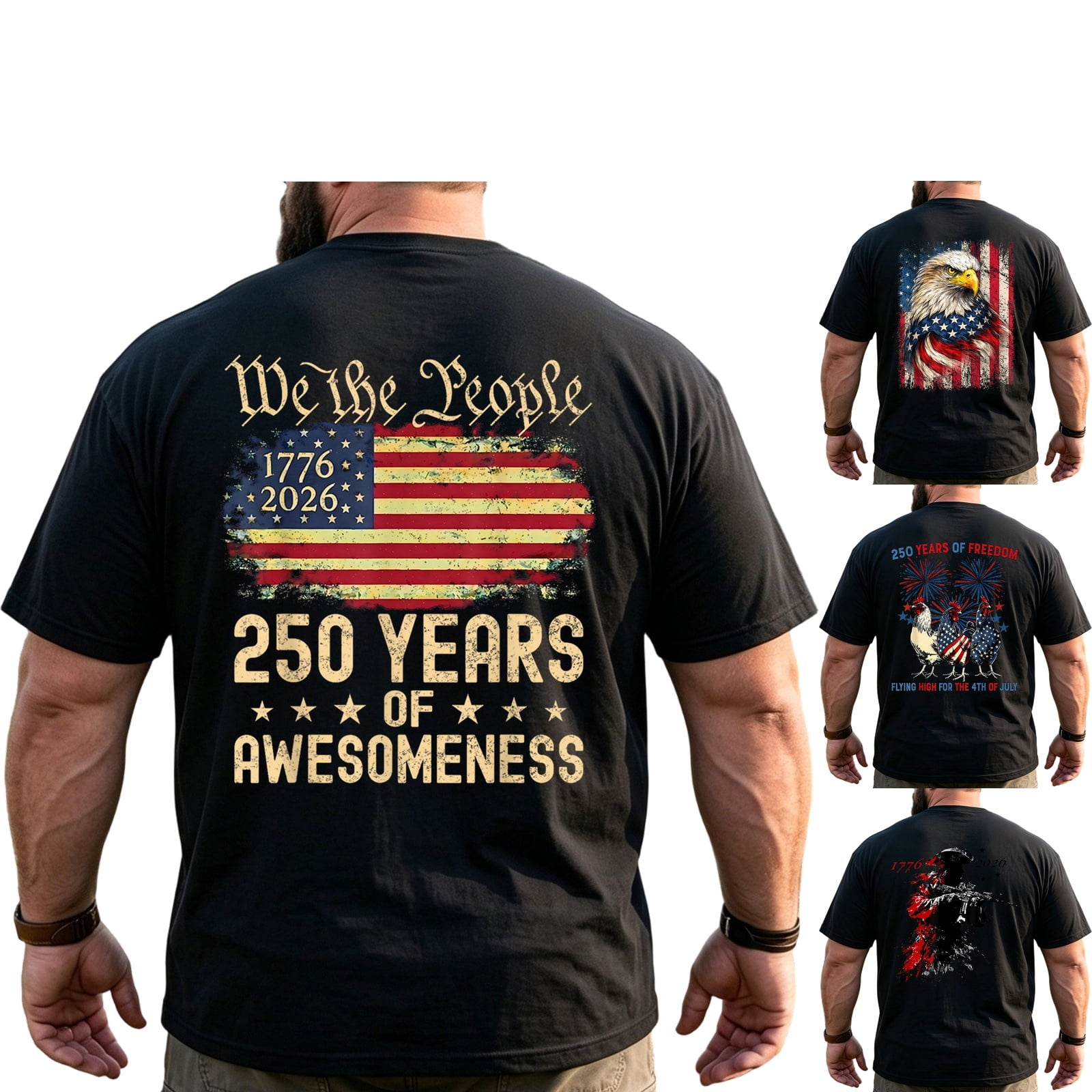 Big and Tall Shirt for Men America 250 Patriotic USA Flag 1776 2026 ...