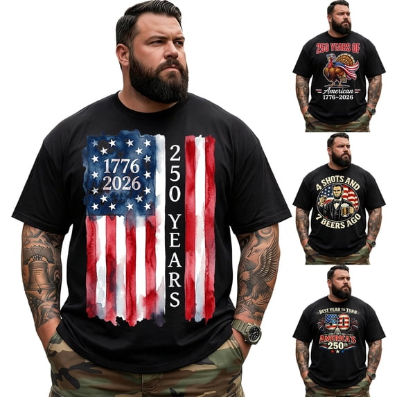 Big and Tall Shirt for Men America 250 Patriotic USA Flag 1776 2026 ...