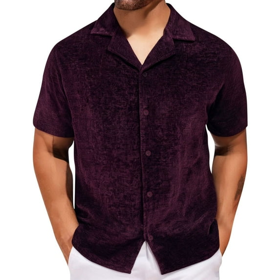 Big and Tall Shirts, Men's Short Sleeve Button Down, Knitted Cotton ...