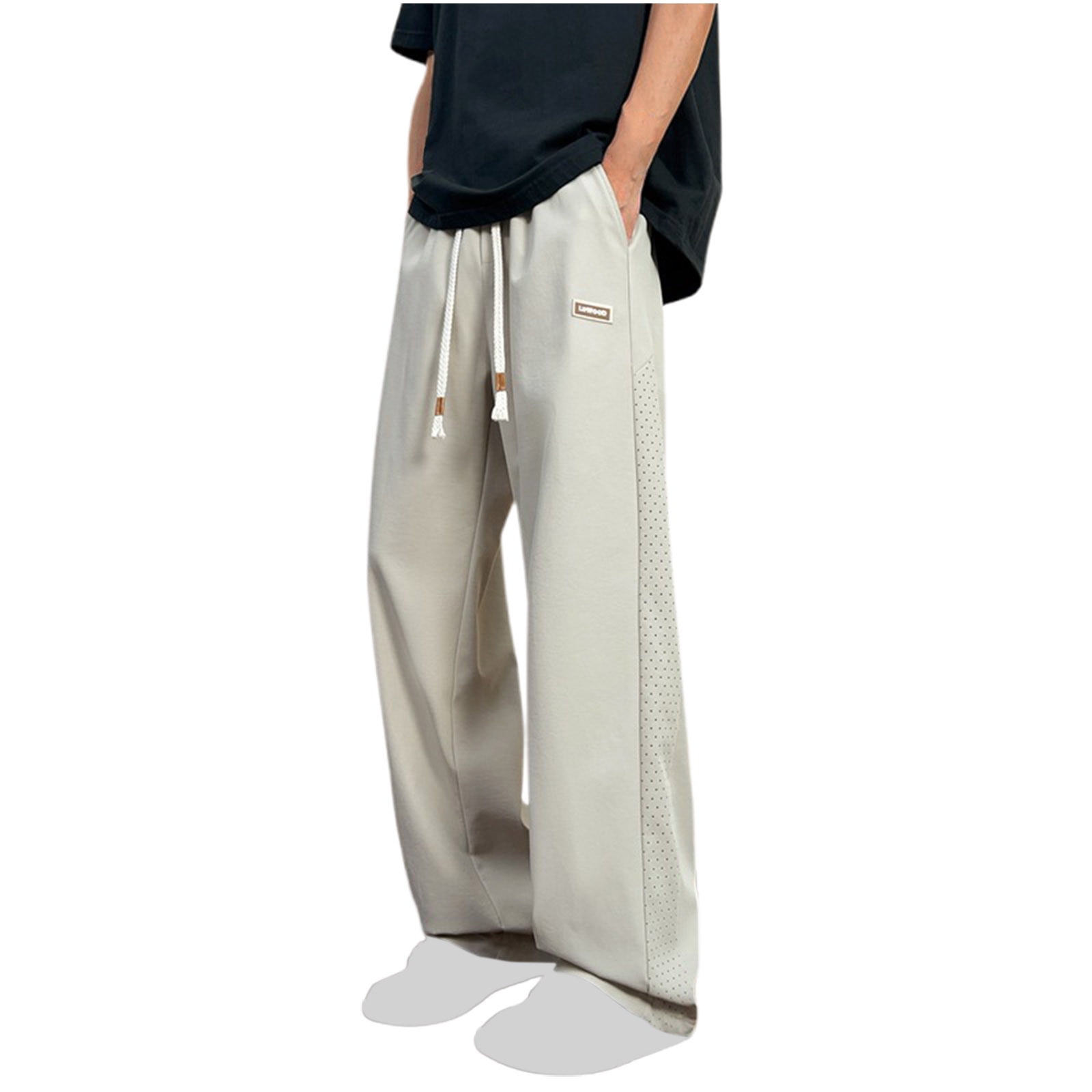 Big and Tall Sweat Pants for Men White Joggers Cuffed Cargo Pants Men ...