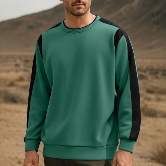 Big and Tall Sweatshirts for Men Color Blocked Long Sleeve Crew Neck ...