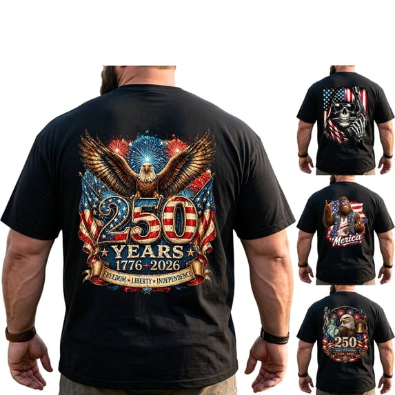 Big and Tall T Shirt for Men America 250 Patriotic USA Flag 1776 2026 ...