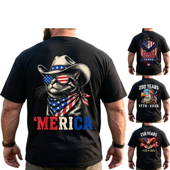 Big and Tall T Shirt for Men America 250 Patriotic USA Flag 1776 2026 ...
