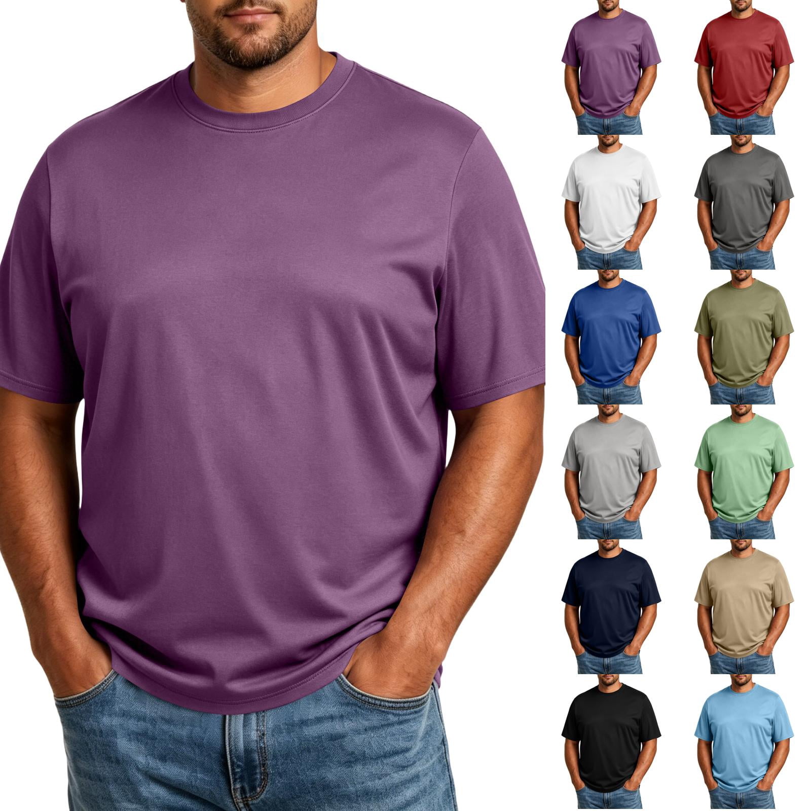 Big and Tall T Shirts for Men Short Sleeve Crew Neck Lightweight Tees ...