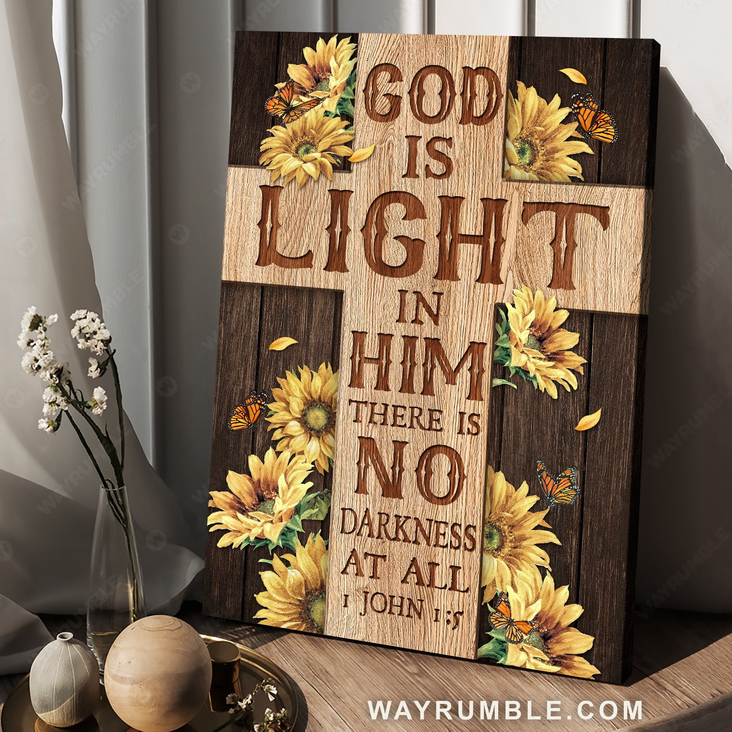 Big cross symbol, Beautiful sunflower, Monarch butterfly, God is light ...