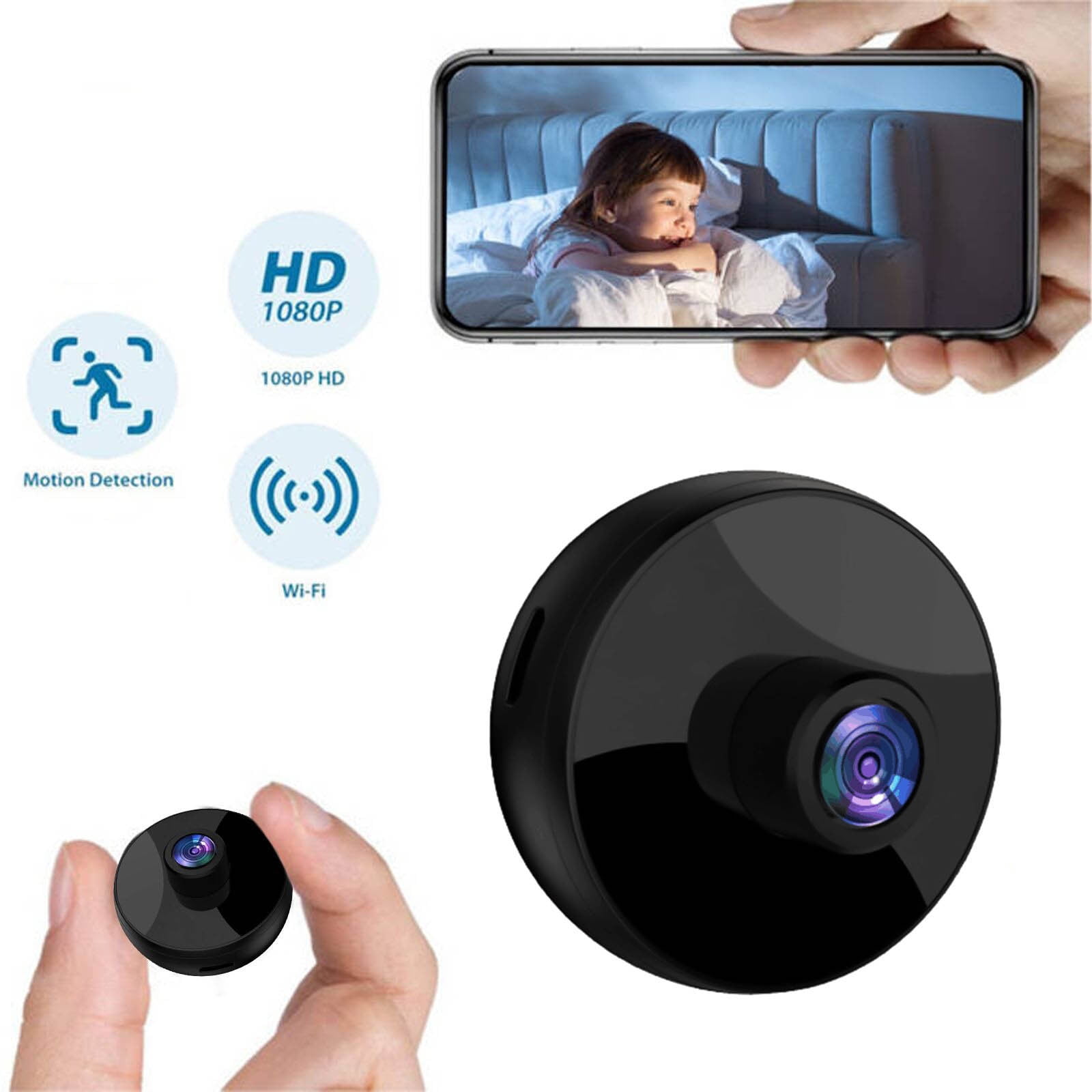 Dqueduo Mini WiFi Cameras, HD 1080P, Night Vision, Up to 128GB Micro SD ...