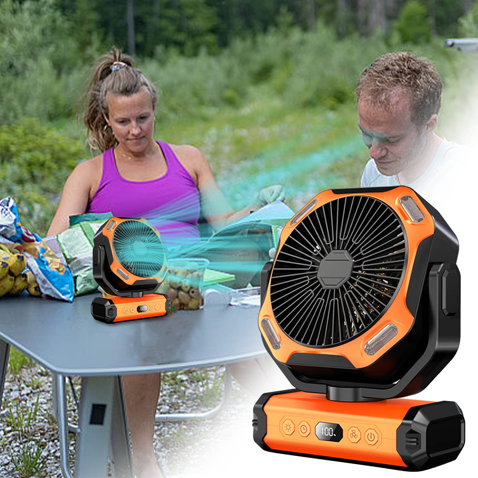 Big Savings! Outdoor Camping Fan with USB Charging and LED Lighting ...