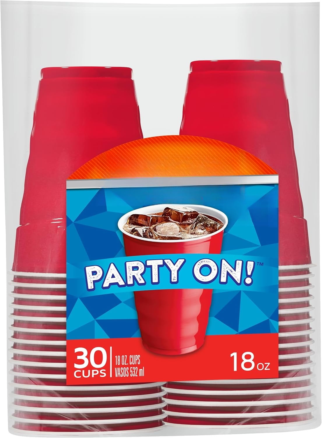 Big party on red plastic cups, disposable plastic party cups, easy to ...