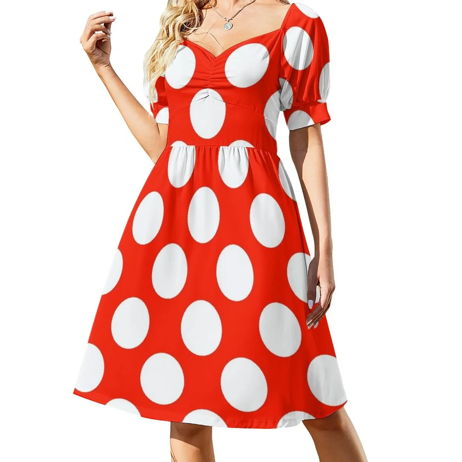Big polka dots red white modern trdy pattern Sleeveless eving dresses ...
