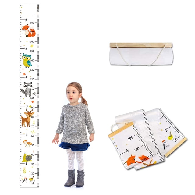 Growth Chart For Kids Wooden - 63" Height Ruler With Adorable Animal ...