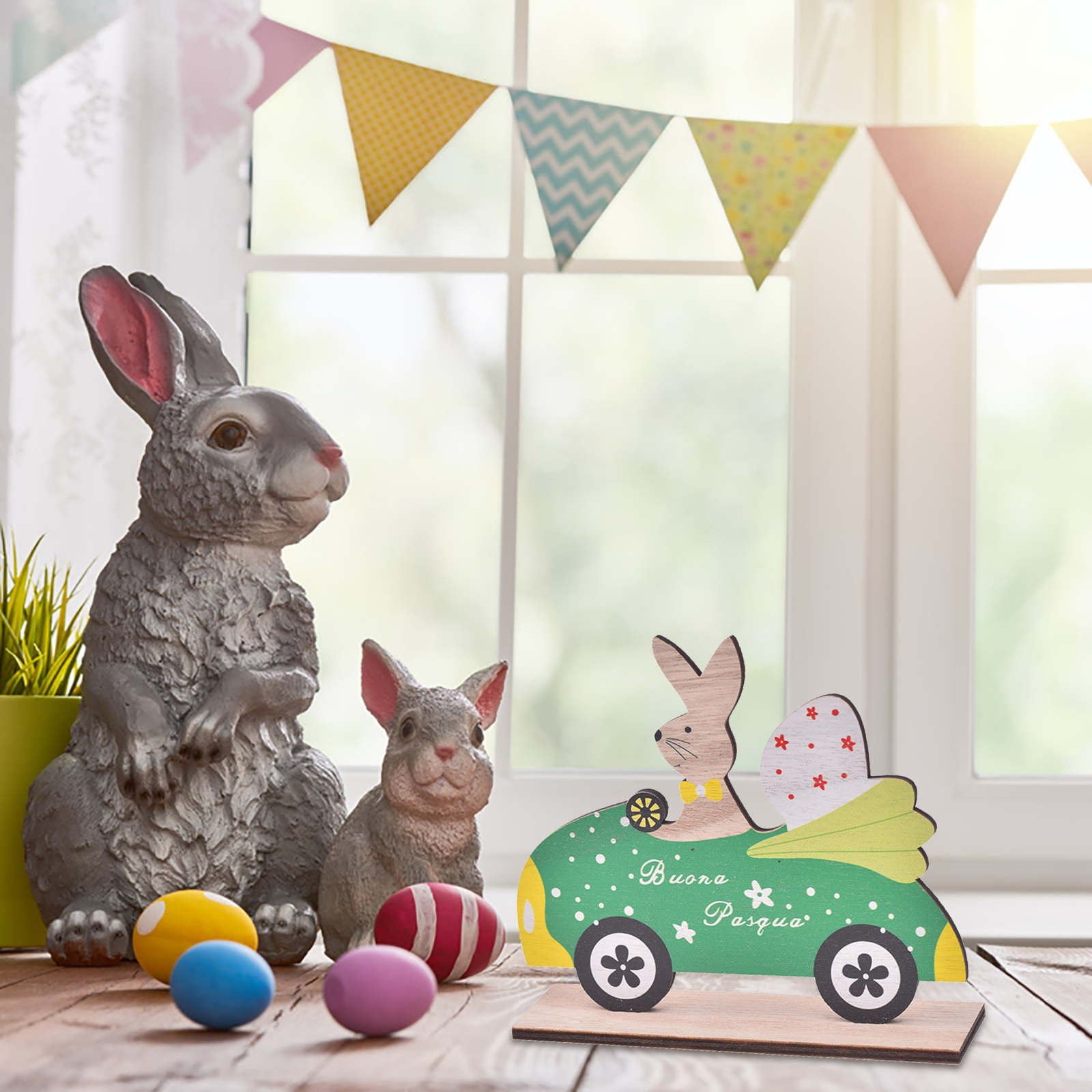 Big sale!Veeogra Easter Ornaments,Easter Decorations,Easter Wooden Crafts Rabbit Radish Bike ...