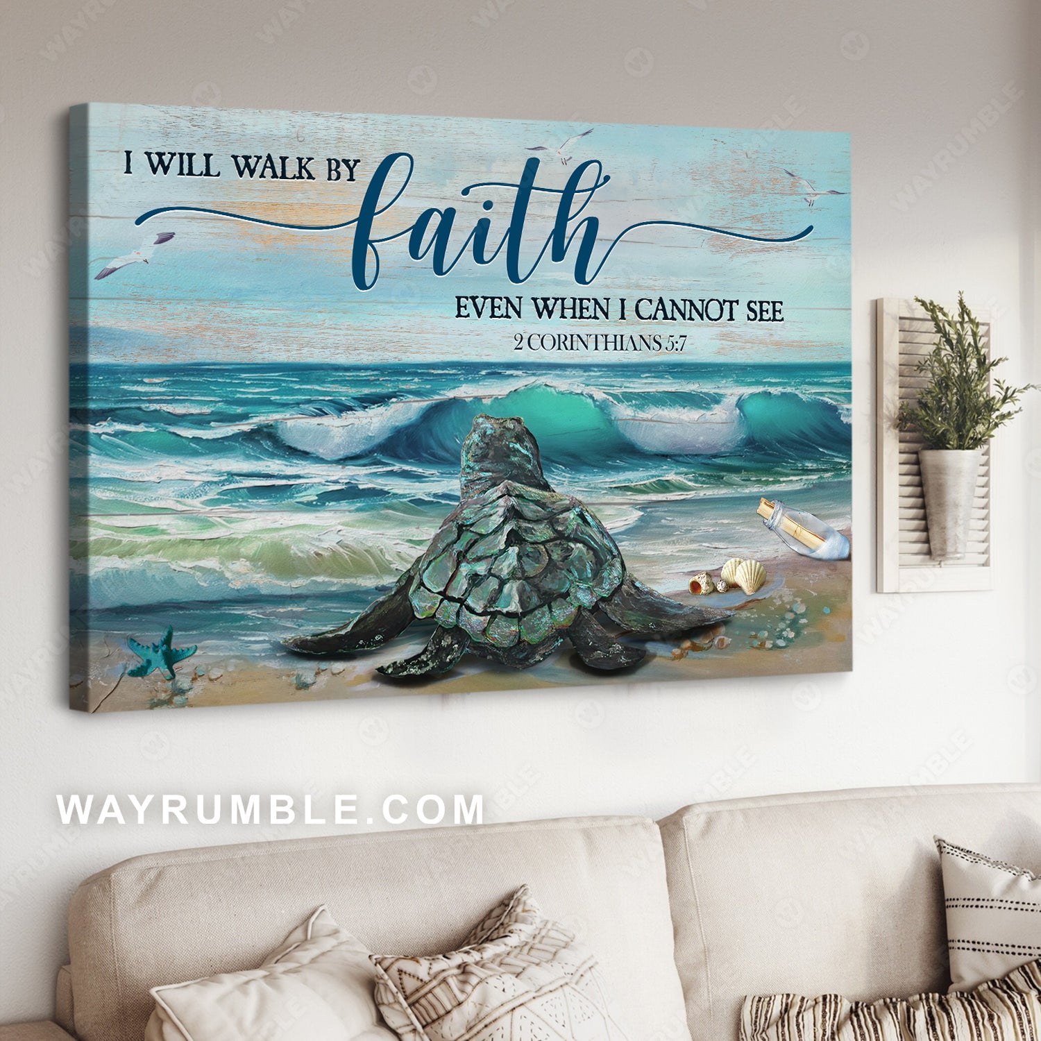Big sea turtle, Blue ocean drawing, Seagull, I will walk by faith even ...