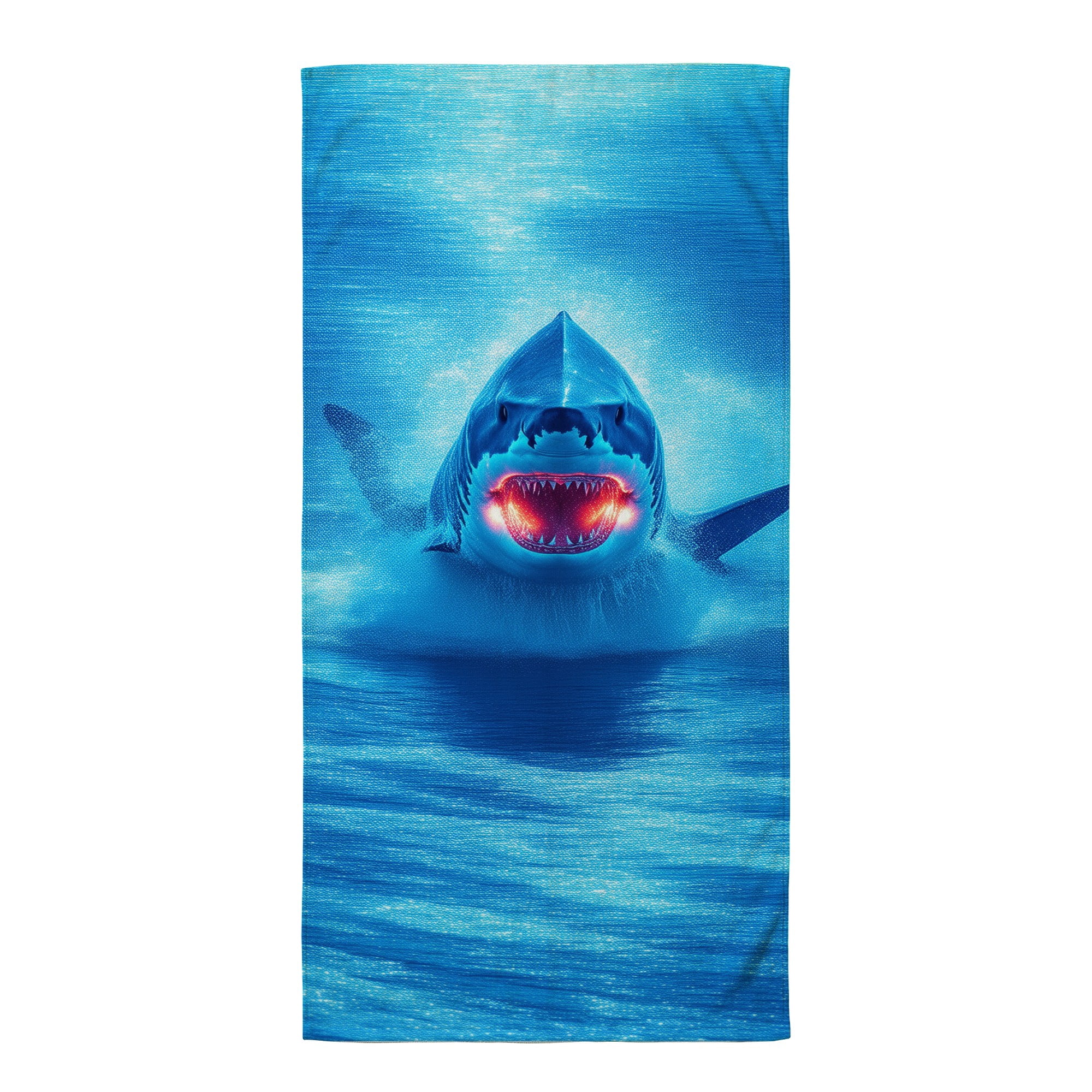 Big shark beach towels A shark with its mouth open in the water. fun ...