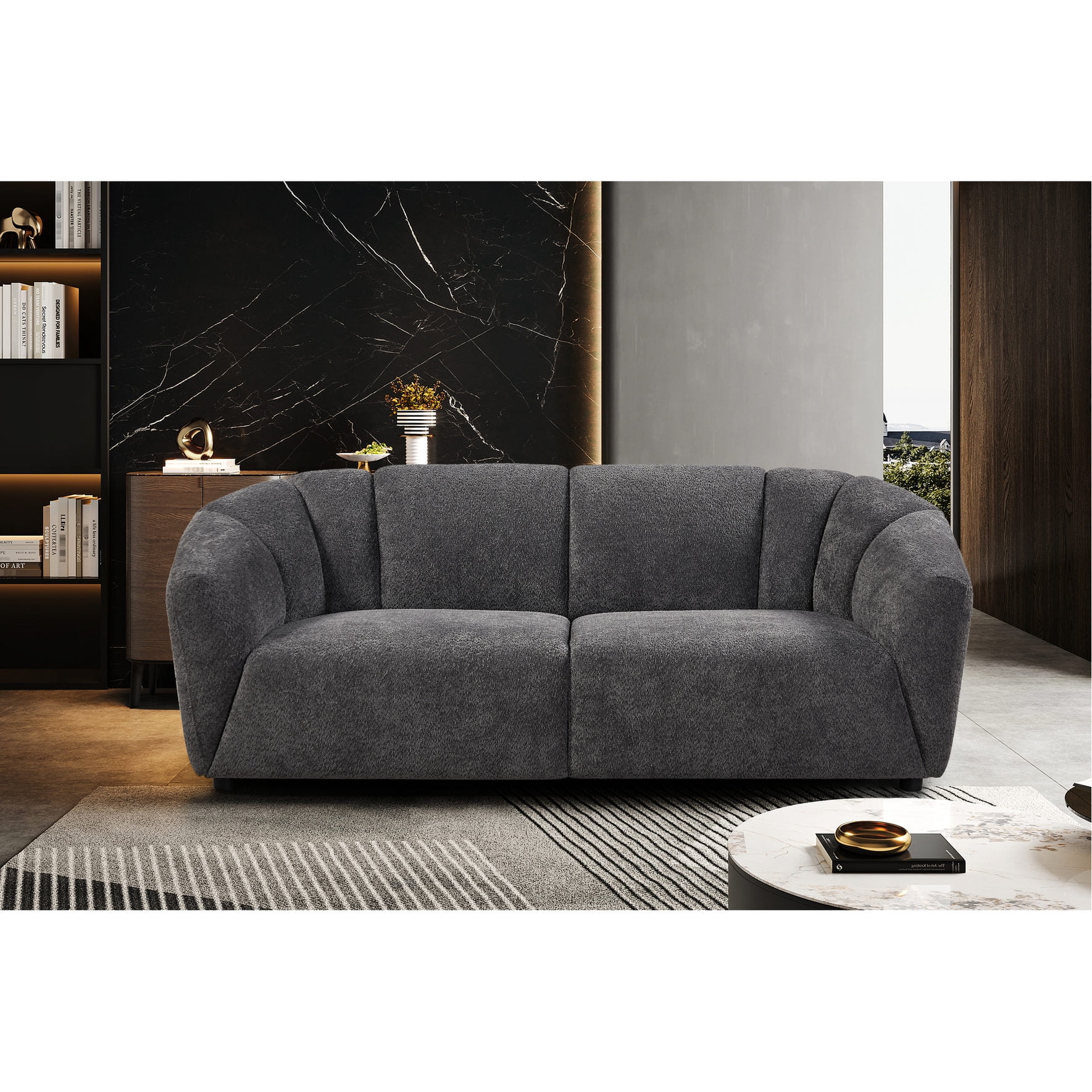 Big size 3-seater - Soft touch boucle fabric - Living space ...