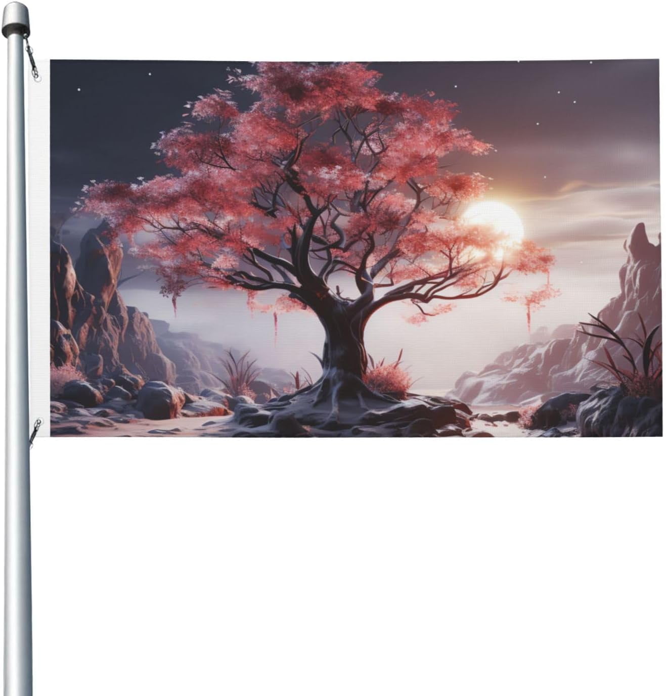 Big tree growing on pile of stones Garden Flag Welcome Flags for ...