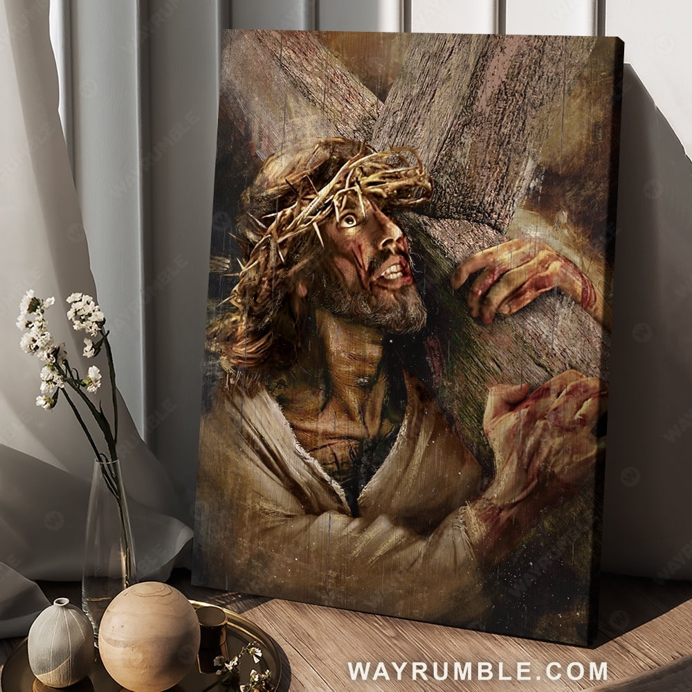 Big wooden cross, Jesus painting, Crown of thorns, Jesus Christ ...