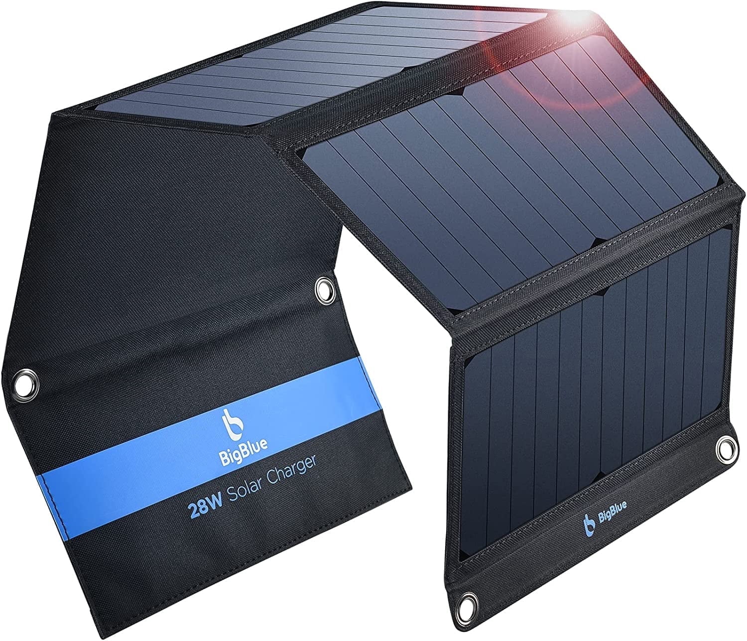 BigBlue 28W Foldable Solar Power Charger, Portable USB Phone Charger ...