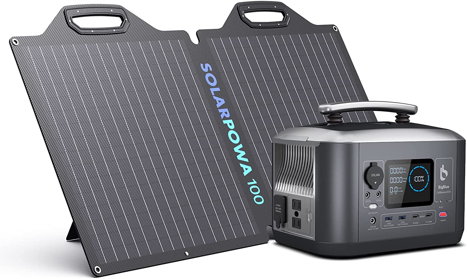 BigBlue Portable Solar Power Station 537.6Wh with Panels for Travel, RV ...