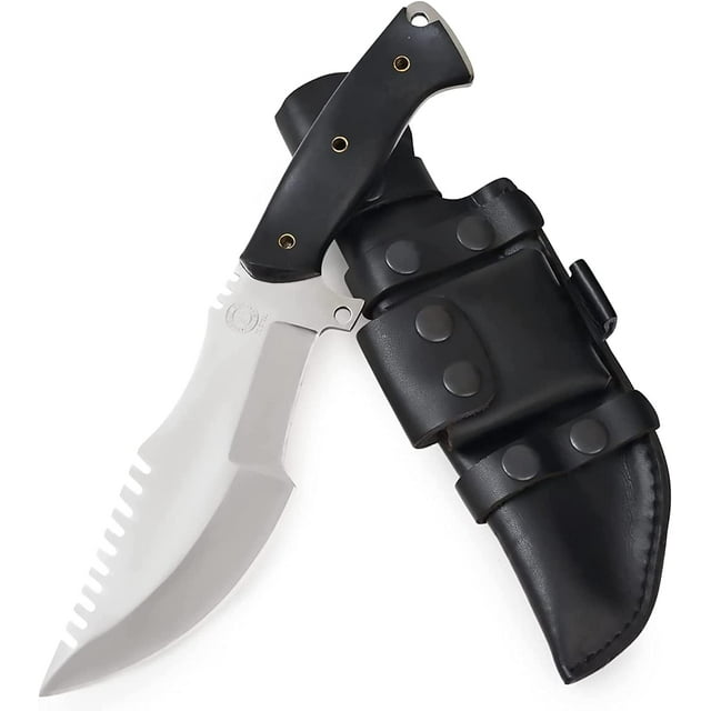 "BigCat Roar Black Jaguar Tracker D2 Steel Buck Knife with Sheath - 6. ...