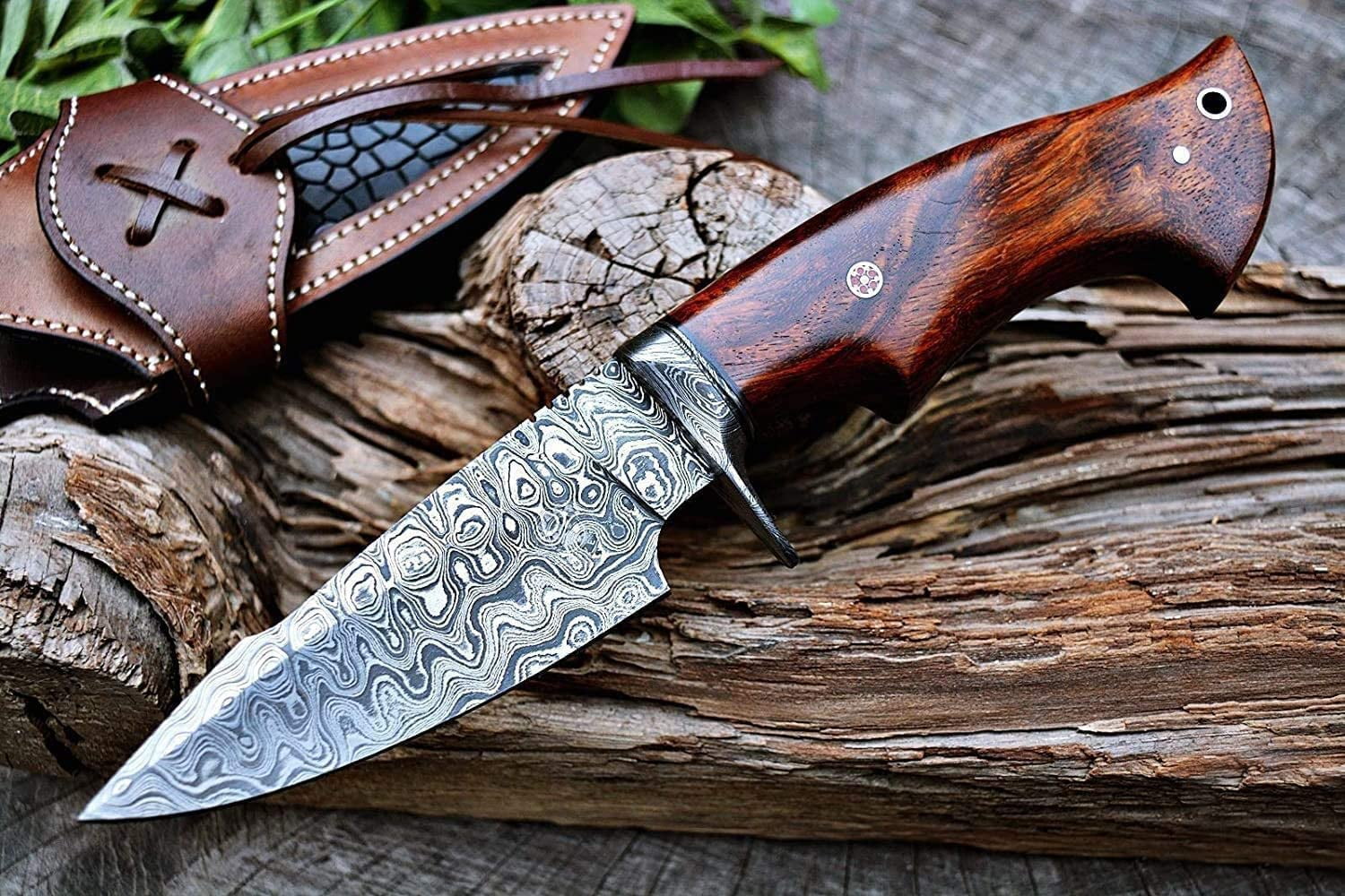 BigCat Outdoors Deer Hunting Knife - Roar Predator Hunter Damascus with ...