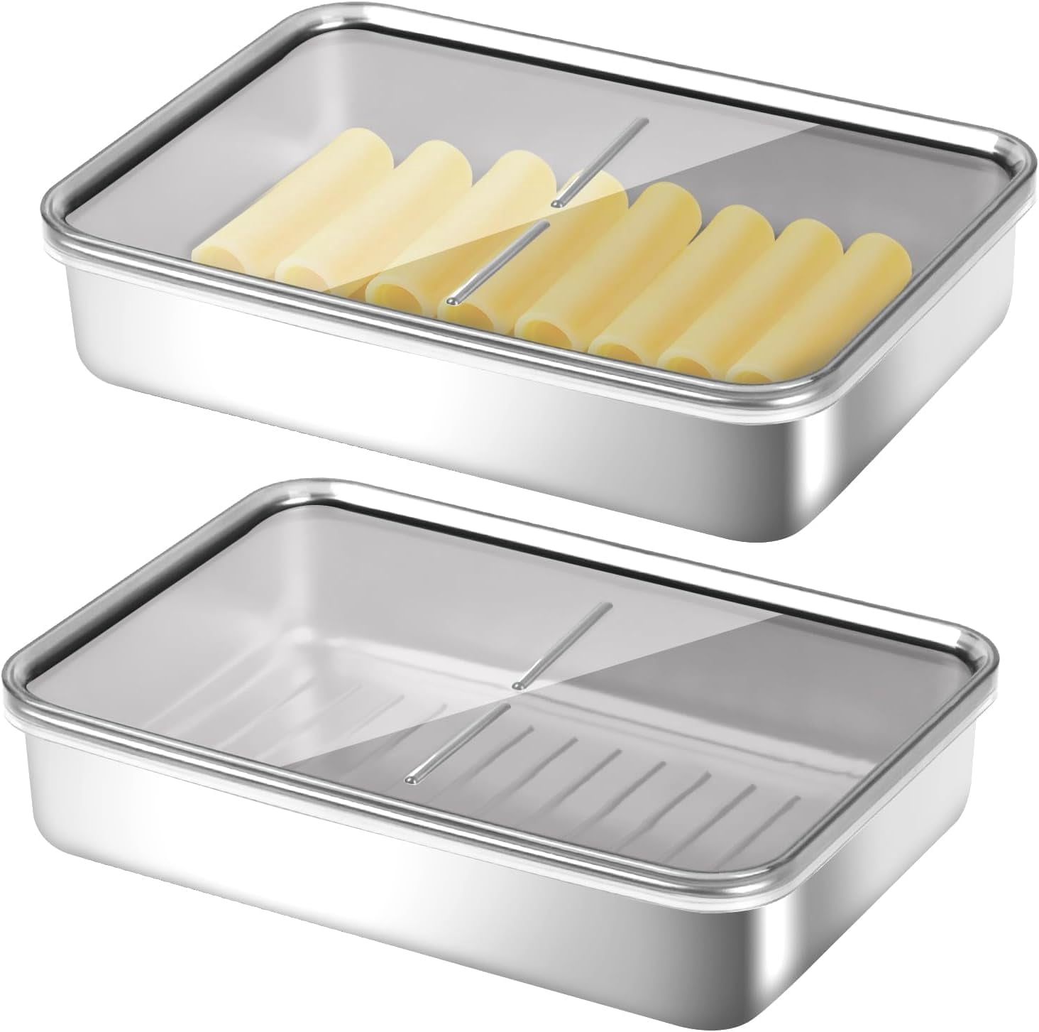 BigKing 2 Pack Bacon Keeper Container, Cheese Container for Fridge ...