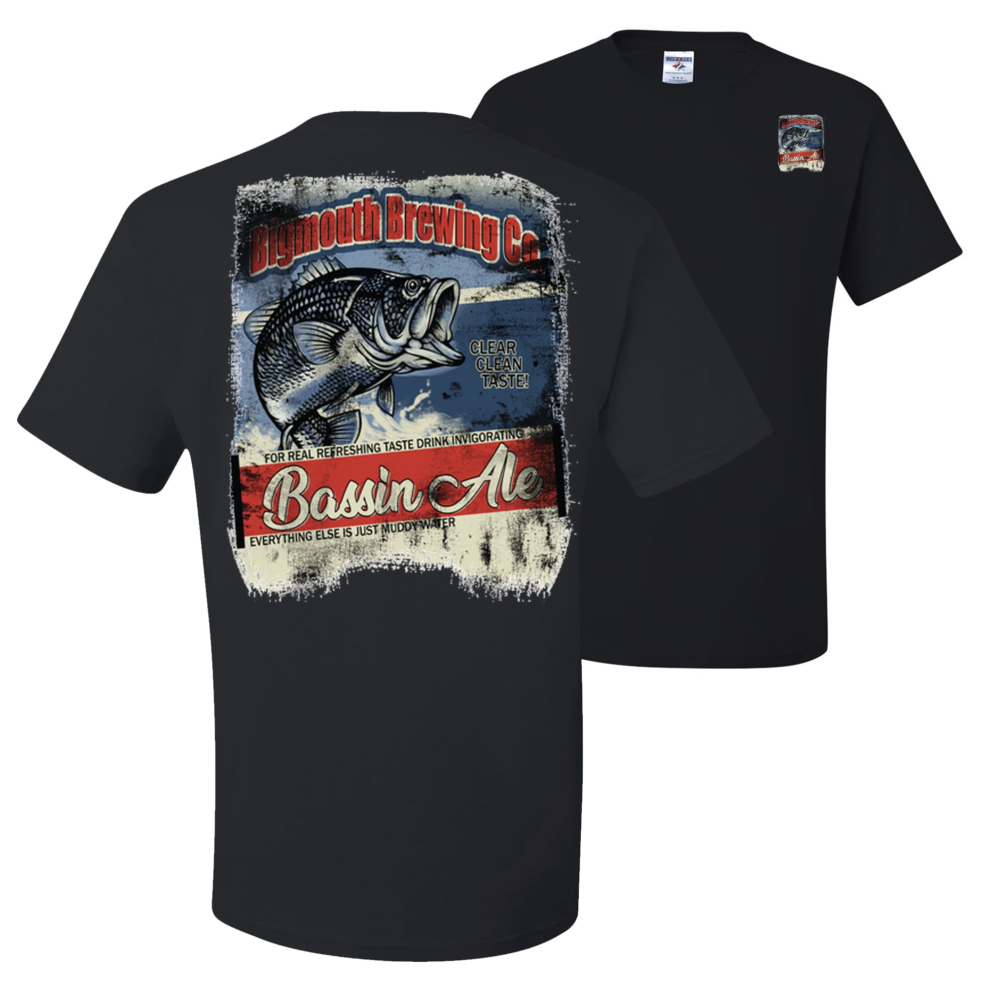 BigMouth Brewing Co Fish Lovers FRONT AND BACK Mens T-shirts , Black ...