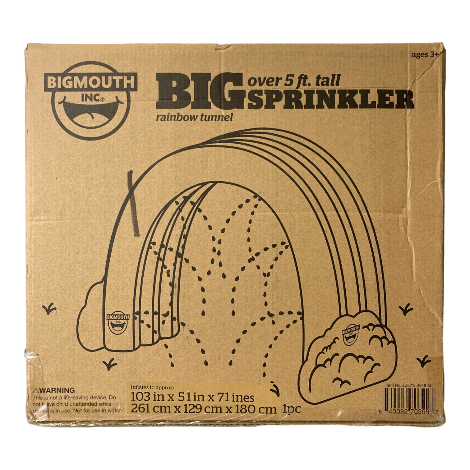 BigMouth Inc Easy Setup Big Inflatable Sprinkler Tunnel (Rainbow ...