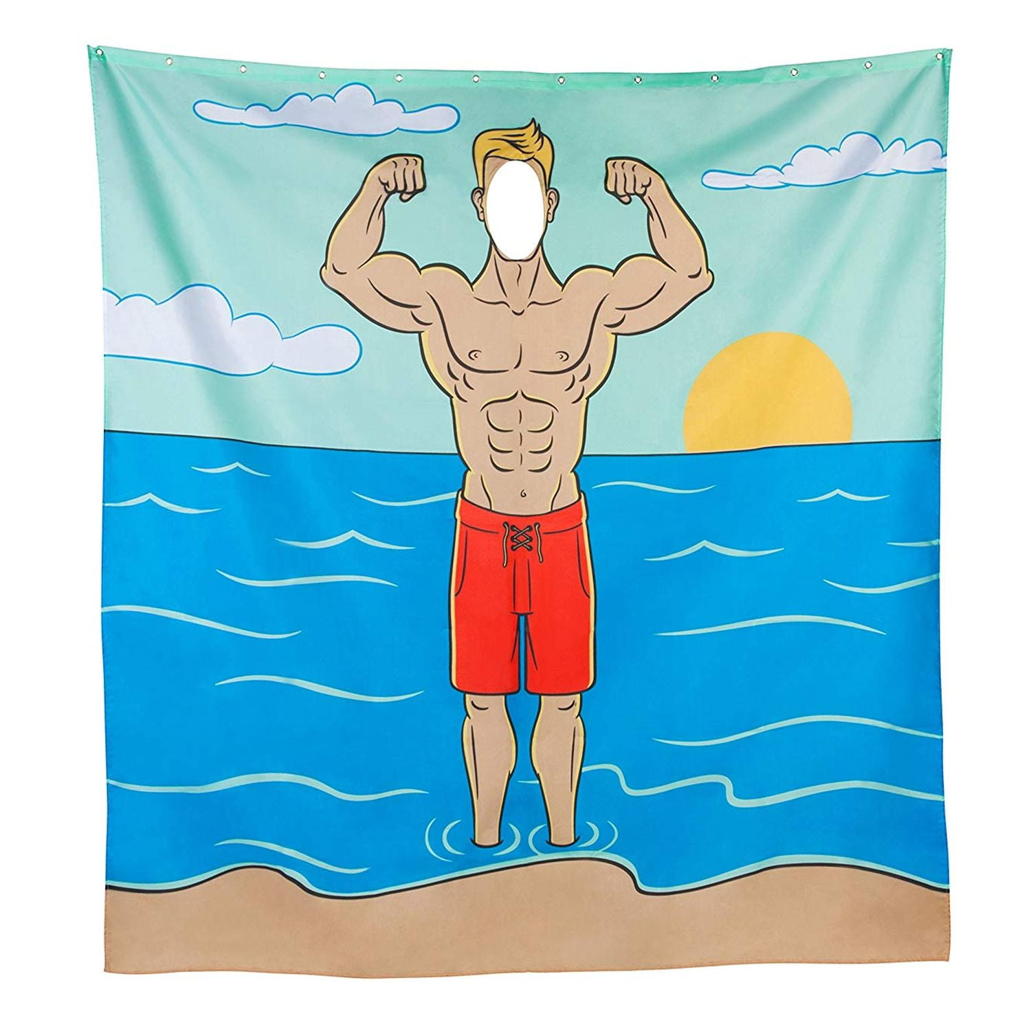 BigMouth Inc In The Buff Fabric Shower Curtain, Fun Muscle Man Bath ...