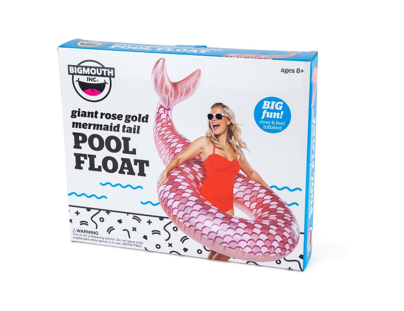 BigMouth Inc Inflatable Vinyl Mermaid Tail Pool Float, Rose Gold ...