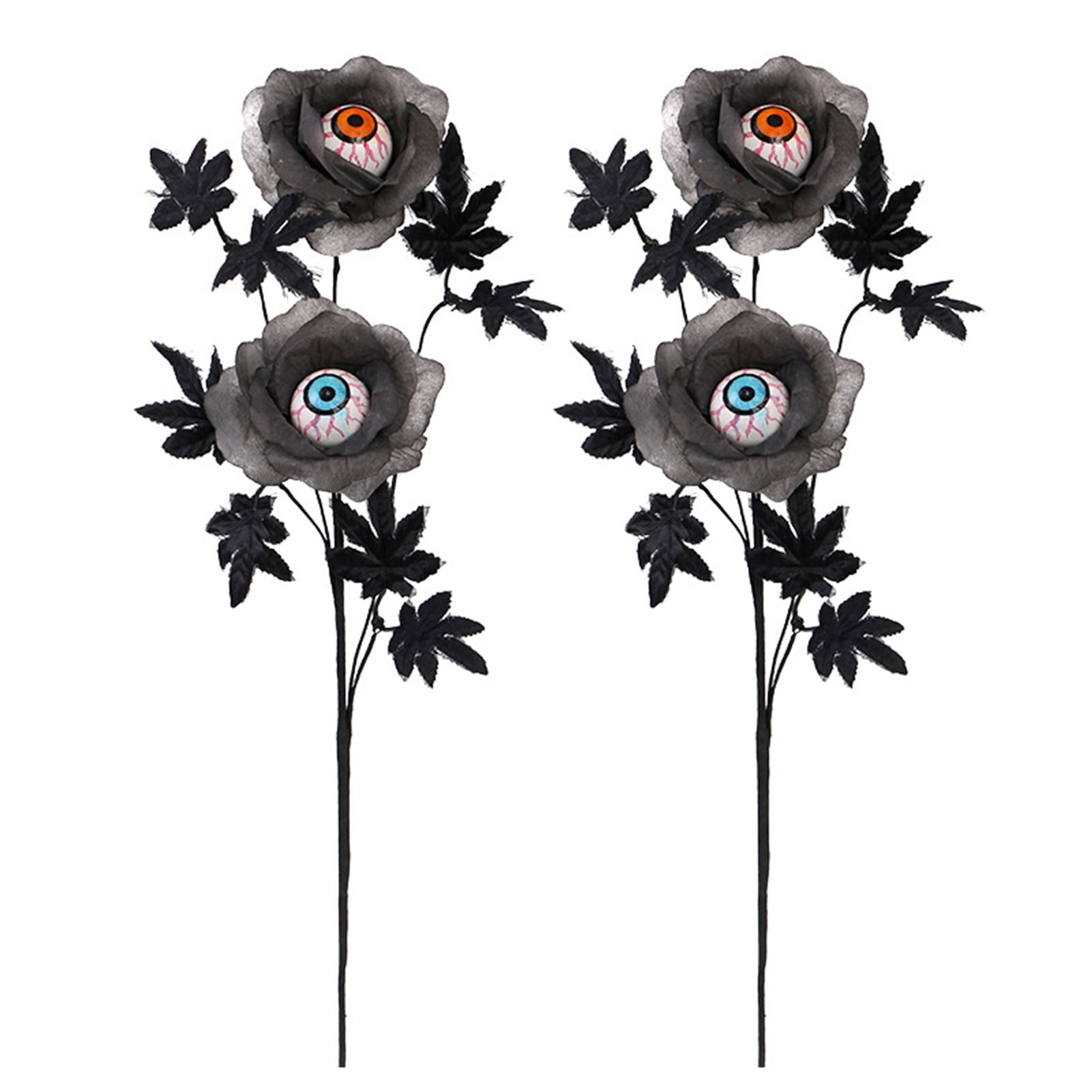 BigTiny 1/2/3Pcs Halloween Artificial Eyeball Flower with Black Maple ...