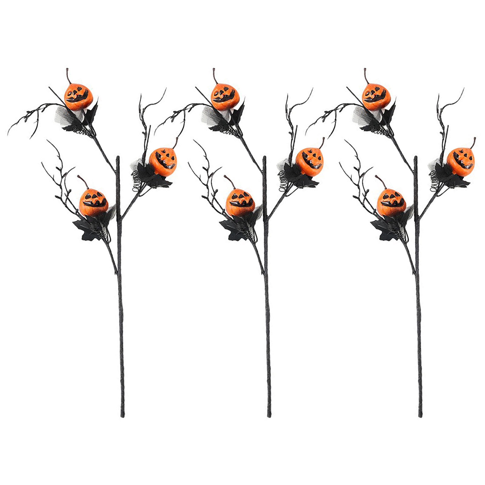 BigTiny 1/2/3Pcs Halloween Pumpkin Branch Spooky Black Artificial Tree ...