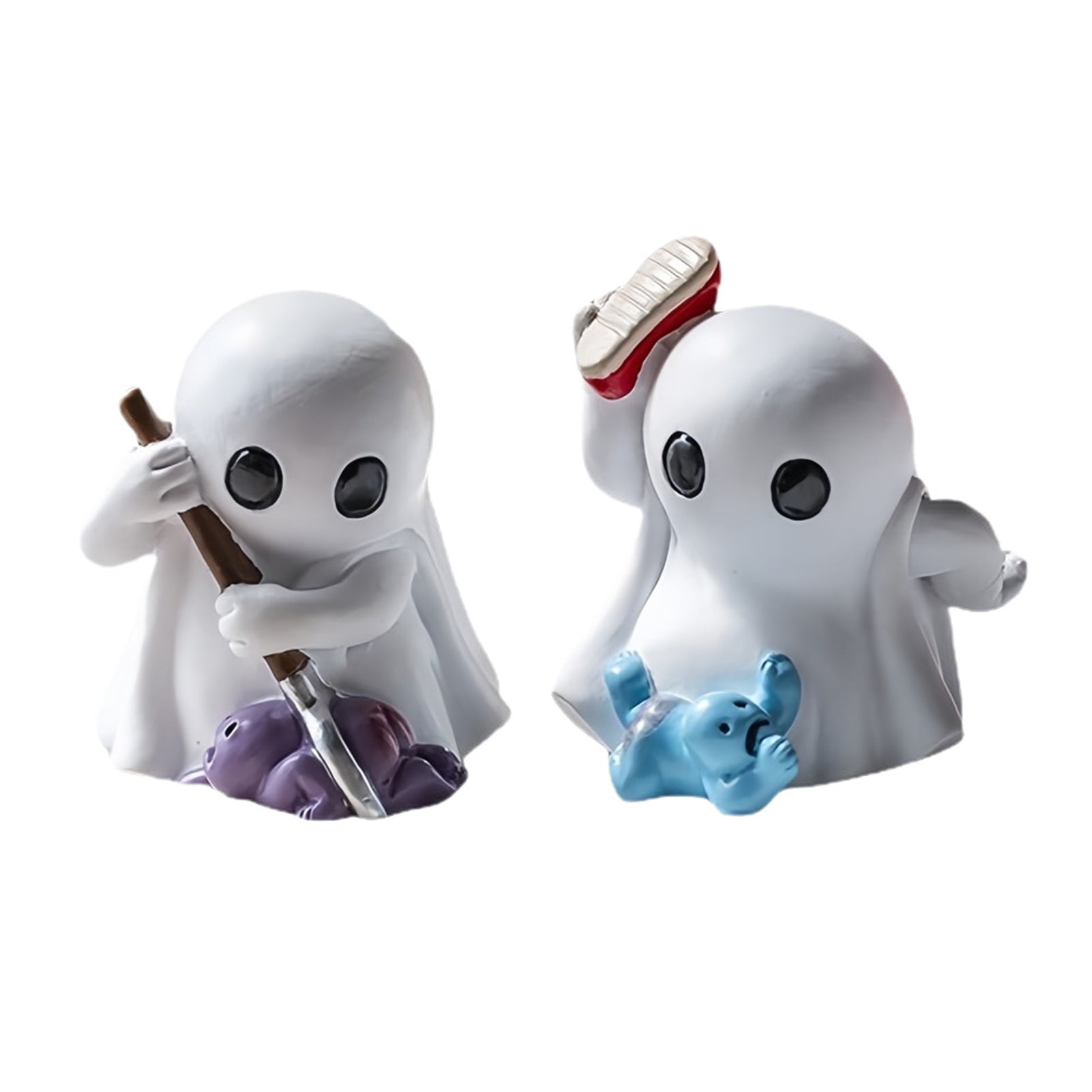 BigTiny 1/2Pcs Halloween Ghost Figurine Mini Cartoon Ghost Statue PVC ...
