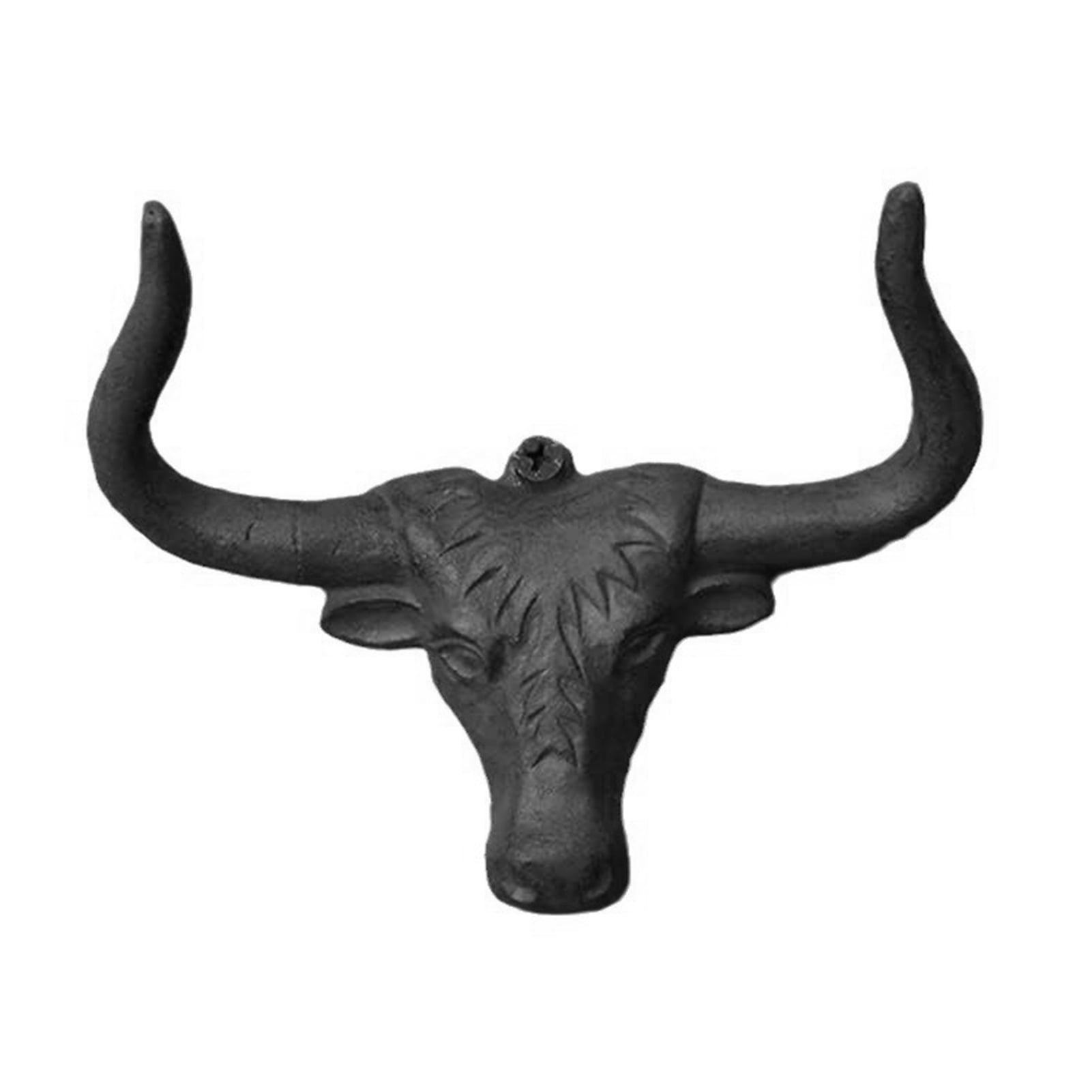 BigTiny 1/2Pcs Metal Cow Head Hook Vintage Cast Iron Cowboy Hat Holder ...