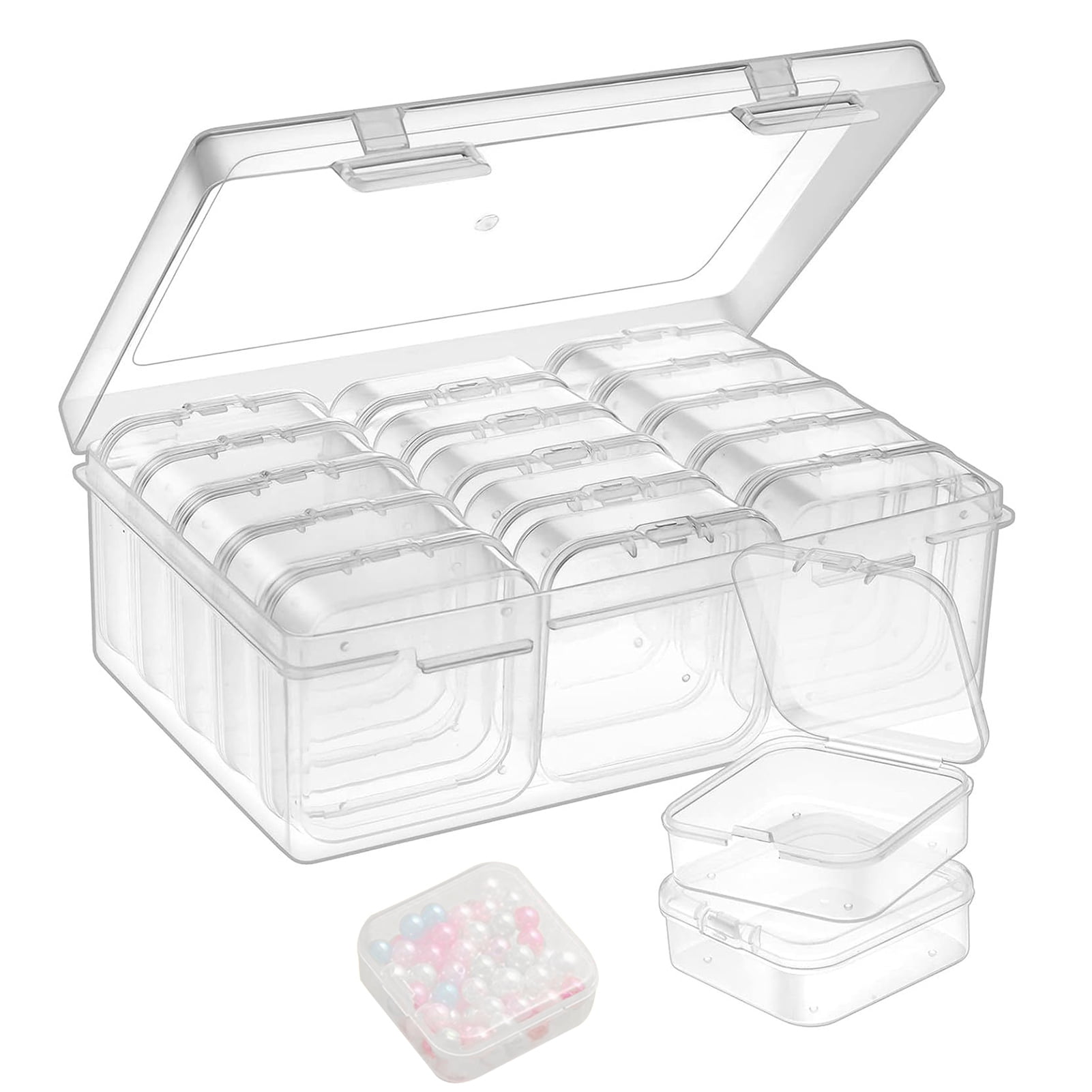 BigTiny 1 Set Bead Storage Box Mini Transparent Bead Storage Containers ...