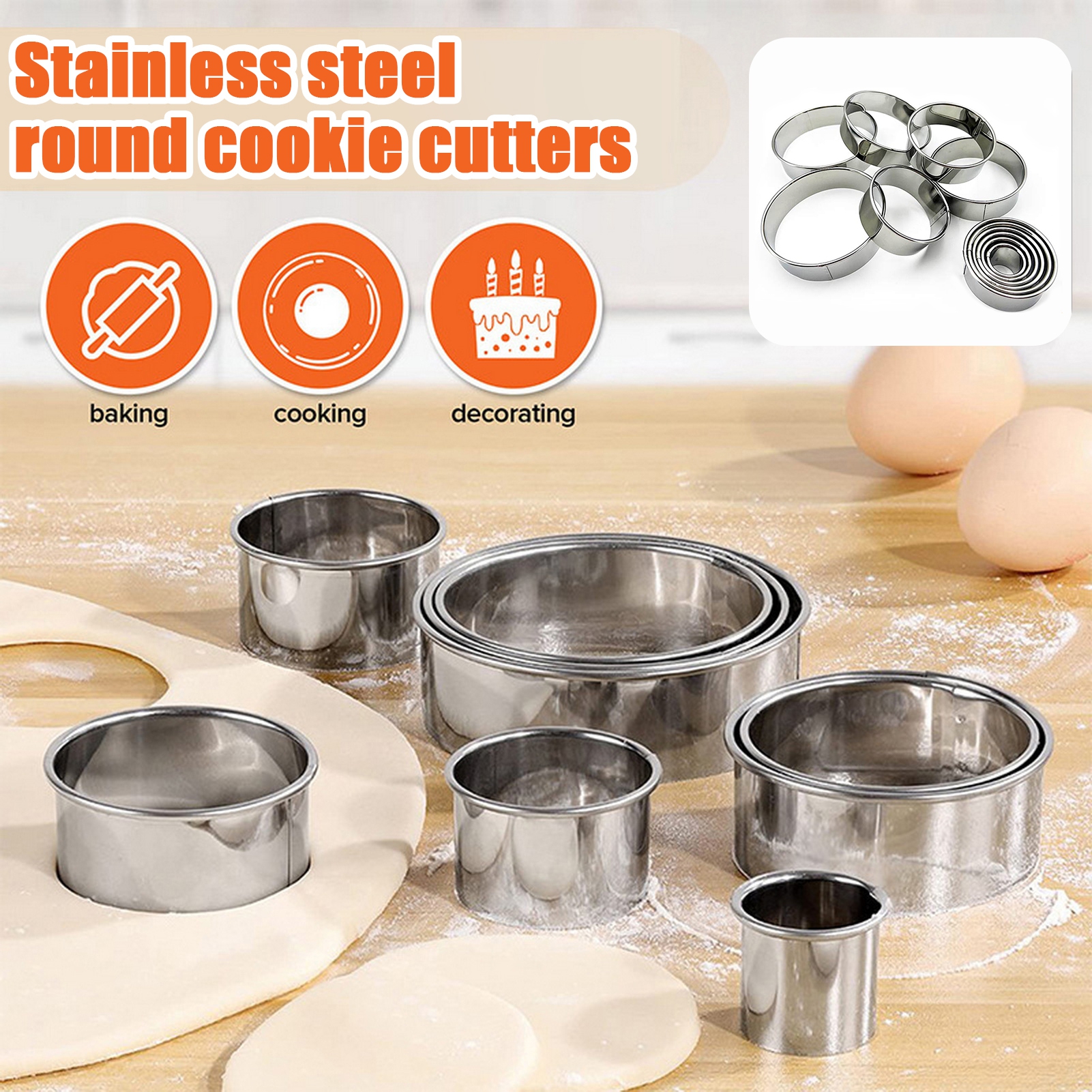 BigTiny 1 Set Cookie Cutter Stainless Steel Circle Biscuit Cutter ...