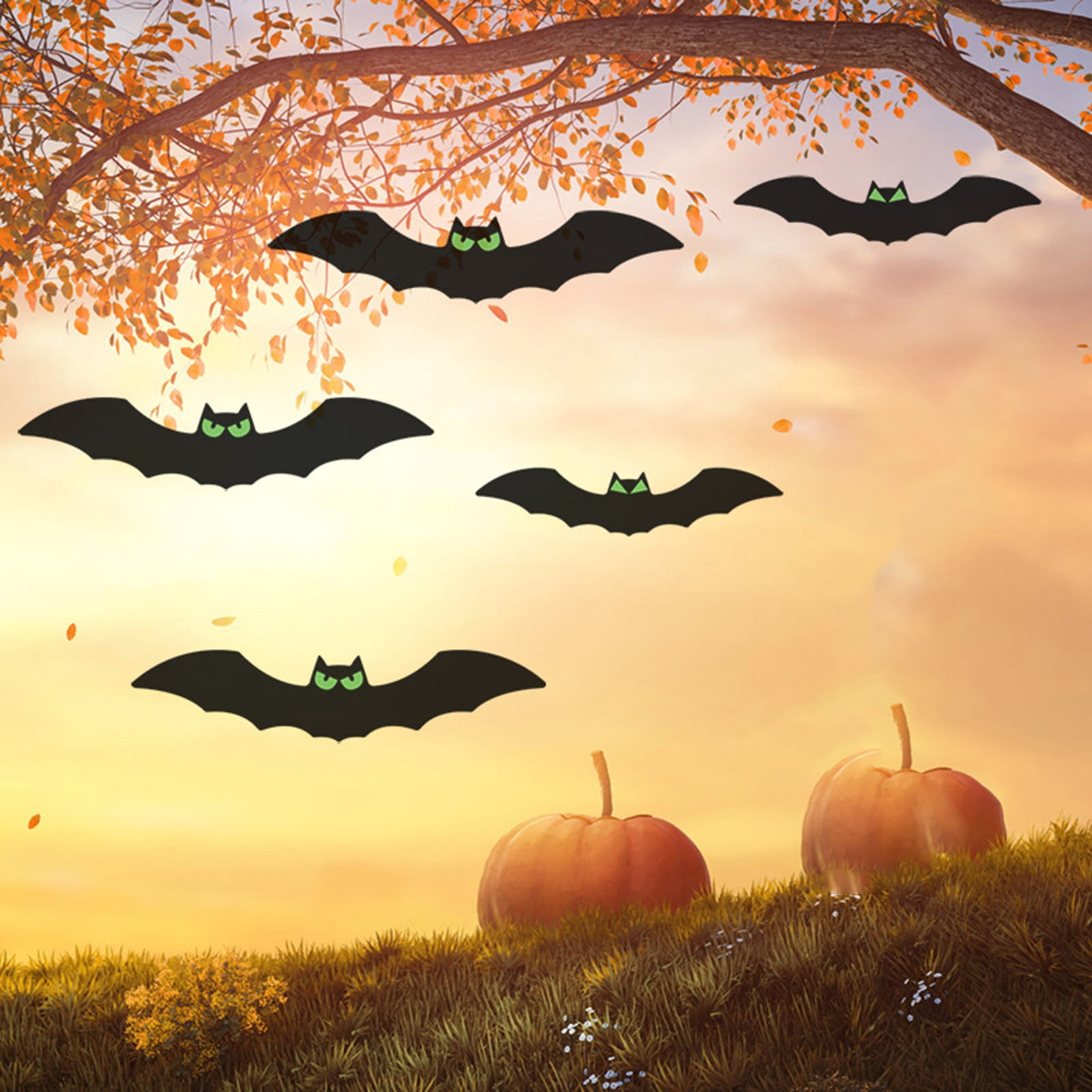 BigTiny 1 Set Halloween Fake Flying Bat Decoration Scary Wood Black Bat ...