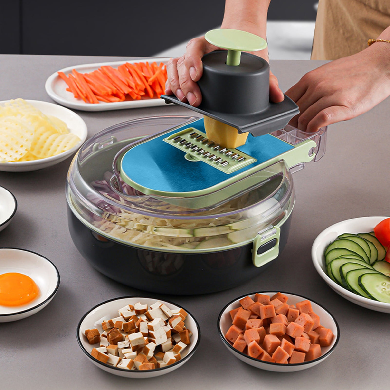 BigTiny 1 Set Upgrade Vegetable Chopper with Container Multifunctional ...