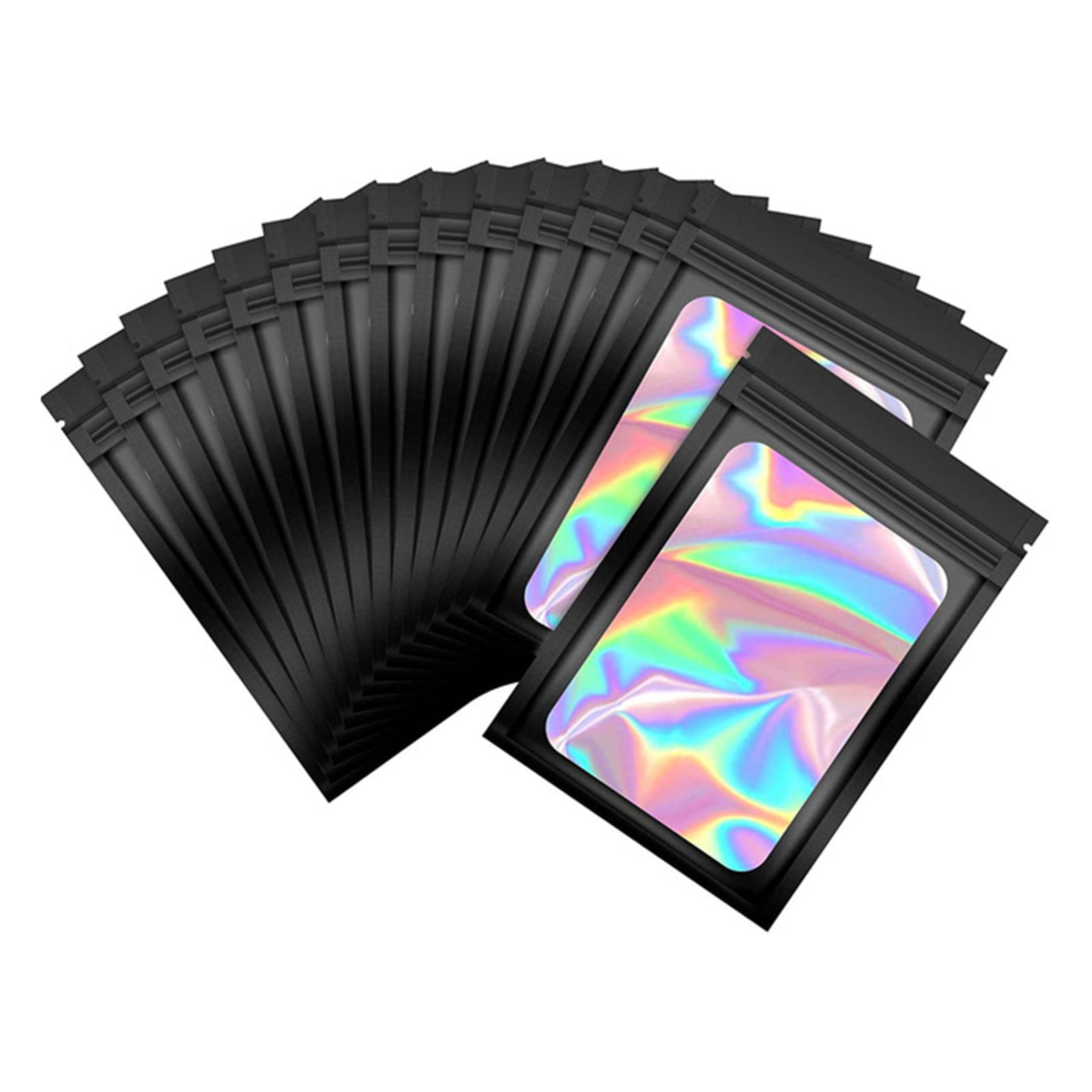 BigTiny 100Pcs Self-sealing Bags Multipurpose Portable Holographic ...