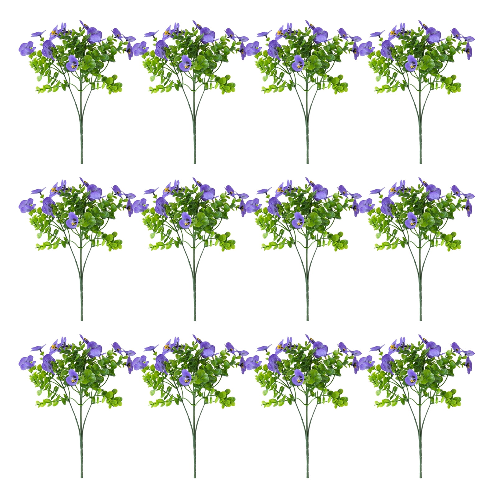BigTiny 12 Pcs Artificial Pansy Flowers Outdoor UV Resistant Faux Silk ...
